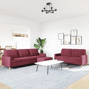 3dílná sedací souprava s podnožkou vínová textil 3278333