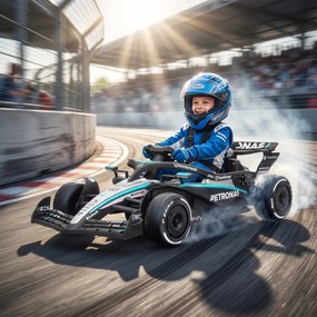 AIYAPLAY Mercedes-AMG PETRONAS F1 12 V elektrický go-kart pro děti Gokart s lithium-akumulátorem 2 motory Plynulý start