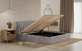 Postel ORLI 140x200 světlešedá s úložným prostorem