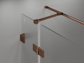 Mexen Lunar T, sklápěcí sprchový kout levý 135 x 80 cm, 8mm čiré sklo, profil růžové zlato, 834T-135-080-60-00-L
