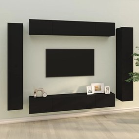 8dílný set TV skříněk černý kompozitní dřevo - Default Title