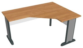Stůl ergo lomený levý 160×120/60 cm - Hobis Cross CEV 60 L Dekor stolové desky: olše, Dekor lamino podnože: bílá, Barva nohou: černá