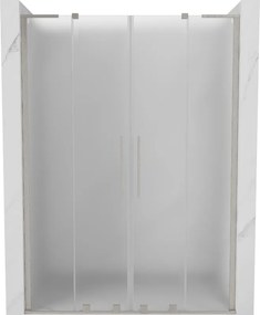 Mexen Velar L Duo, posuvné sprchové dveře do otvoru 140 cm, 8mm sklo námraza, broušená ocel, 871-140-003-32-97