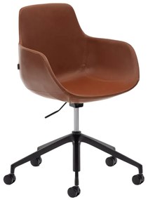 OnaDnes -20% Hnědá koženková otočná konferenční židle Kave Home Tissiana