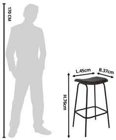 Černá barová stolička s koženým sedákem Meaning – 45x37x76 cm