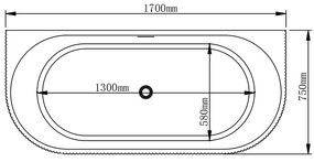 BPS-koupelny Volně stojící akrylátová vana ke stěně HYD-CA517D2 170x75 bílá, odtokový komplet zlatá kartáčovaná