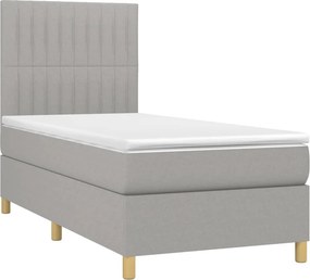 Box spring postel s matrací světle šedá 90x190 cm textil 3142457