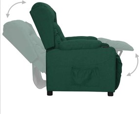 Polohovací křeslo tmavě zelené textil 339054