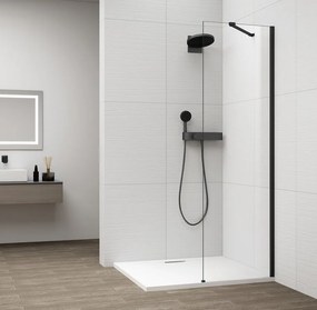 Polysan Esca Black Matt jednodílná sprchová zástěna 40 x 210 cm k instalaci ke stěně černá sklo čiré ES1040-02