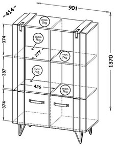 Casarredo Regál LODINE 04 4D dub wotan/beton