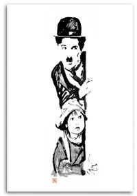 Gario Obraz na plátně Charlie Chaplin a dítě - Péchane Rozměry: 40 x 60 cm