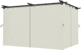 Outsunny Pergola do Zahrady Exteriérová 3 x 4m Rozšiřitelný Posuvný Pavilon se Stranovými Stěnami, Zahradní Altán, 180g/m² Vysokohustotní Polyester, O