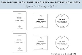 MONIN VANILKOVÝ - omyvatelná samolepka na dózu, výběr rozměrů Ø 5 cm / 5 x 5 cm / 6 x 8 cm | DomaLEP tvar: ČTVEREC, barva: PRŮHLEDNÁ - ČERNÉ písmo, velikost: š. 5 cm x v. 5 cm - tučné písmo