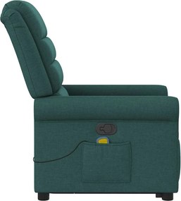 Zvedací masážní polohovací křeslo tmavě zelené textil 3303330