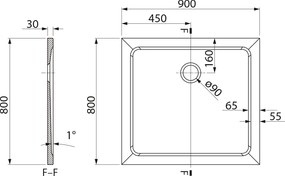 Aqualine Aqualine, TECMI sprchová vanička z litého mramoru, obdélník 90x80cm, bílá, PQ9080