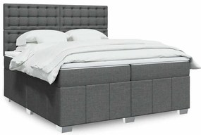 Box spring postel s matrací tmavě šedá 200x200 cm textil 3294090