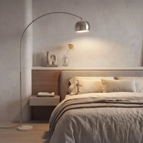 HOMCOM Stojací lampa, obloukový design s mramorovou základnou, 167 cm, stříbrná