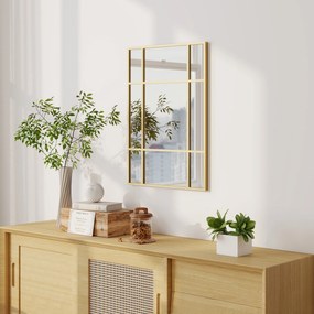 HOMCOM obdélníkové nástěnné zrcadlo, 70 × 50 cm — okénkový zlatý kovový rám