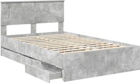 Rám postele s čelo Betonově šedá 135 x 190 cm Inženýrské dřevo 3407994