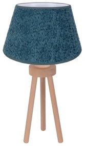Duolla - Stolní lampa BOUCLE 1xE27/15W/230V pr. 28 cm tyrkysová/dřevo
