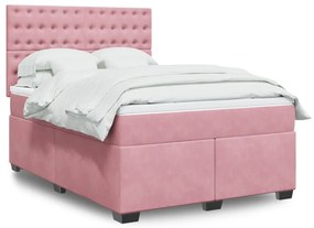 Box spring postel s matrací růžová 140x190 cm samet 3290923