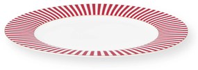 Pip Studio Royal stripes talíř Ø26,5cm, bílo-tmavě růžový (talíř tenkostěnného porcelánu)