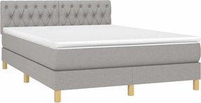 Box spring postel s matrací a LED světle šedá 140x200 cm textil 3133957