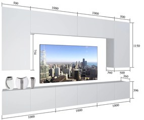 Obývací stěna Belini Premium Full Version bílý lesk / dub wotan + LED osvětlení Nexum 23