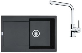 Franke - Kuchyňský set G259O, fragranitový dřez MRG 611 a baterie FS 3230.031, onyx/chrom 114.0700.721
