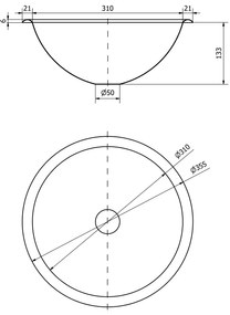 Sapho, Zápustné umyvadélko nerezové, průměr 355 mm, 13029.B