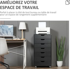 Vinsetto Mobilní kancelářský kabinet, pojízdný úložný kabinet s 7 šuplíky - organizátor na dokumenty, velikost A4 nebo letter, rozměry 47,5D x 39,5Š x