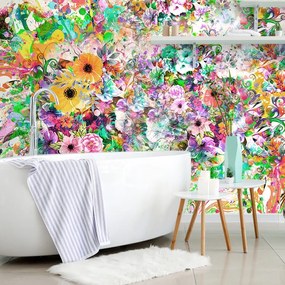 Samolepící tapeta pestrobarevné květiny - 225x150 cm