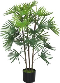 HOMCOM Umělá palma 90 cm se 24 zelenými plastovými listy a květináčem Ø16,5x13,5 cm