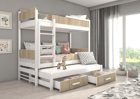 ADRK Furniture Patrová třílůžková postel s matracemi QUEEN 200x90 CH-QUE-W_S-M-200