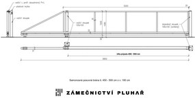 Samonosná posuvná brána š. 450 - 500 cm x v. 100 cm
