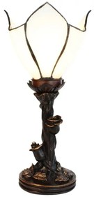 Bílá stolní Tiffany lampa ve tvaru květu Jurren – 18x32 cm