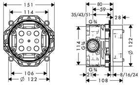 Hansgrohe + Alpi HG SET 8 - Sprchový set pod omítku, páková baterie Metropol, chrom