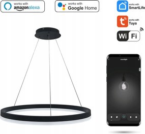 Kruhová WiFi lampa Tuya 60 cm Led Černá závěsná Ring Circle