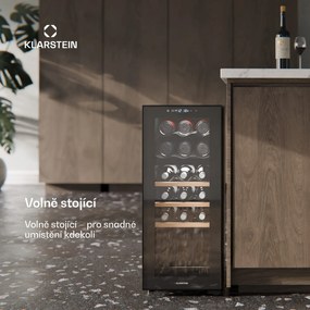 Klarstein Bovella 18 Duo+, vinotéka, 50 l, 18 lahví, 2 zóny, skleněné dveře