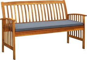 vidaXL Zahradní lavice s poduškou 147 cm masivní akáciové dřevo [312135] Barva: Tmavě šedá