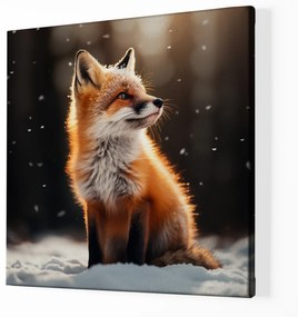 Obraz na plátně - Lištička pozoruje vločky sněhu FeelHappy.cz Velikost obrazu: 80 x 80 cm