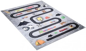 Dětský koberec s motivem silnice, auta a zvířátka Šířka: 120 cm | Délka: 170 cm