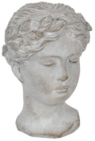 Šedá socha hlava ženy – 16x15x23 cm