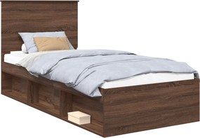 Rám postele s čelo Hnědý dub 75 x 190 cm Masivní borové dřevo 3409423