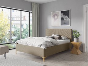 Eka Čalouněná postel AFRODITE+ 120x200 cm Barva látky Trinity: (2303) Světlá béžová, Úložný prostor: S dřevěným rámem úložného prostoru