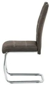 Autronic Moderní jídelní židle Jídelní židle - antracitová látka Cowboy v dekoru broušené kůže, kovová chromovaná podnož (HC-483 GREY3)