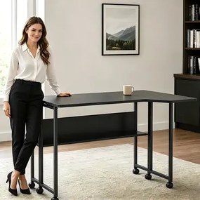 Maclean MC-126 L/B černá / Skládací stůl / mobilní / 100x73 cm / zalom