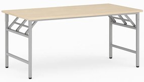 Konferenční stůl FAST READY, 160x80 cm, šedostříbrná podnož, bříza