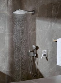 Hansgrohe FixFit, přípojka hadice Porter 300 se sprchovým držákem a poličkou, chromová, HAN-26456000