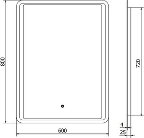 Mexen Zusa koupelnové zrcadlo s podsvícením 60 x 80 cm, LED 6000K, antikorozní - 9808-060-080-611-00